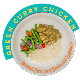 Green Curry Chicken w/ Basmati Rice, Long Beans and Eggplants - REG